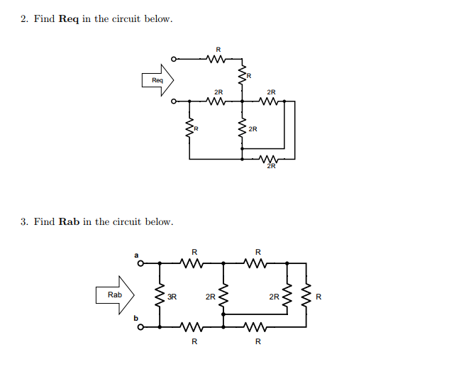 Solved 2. Find Req in the circuit below. 2R 2R 2R 刁畏 3. Find | Chegg.com