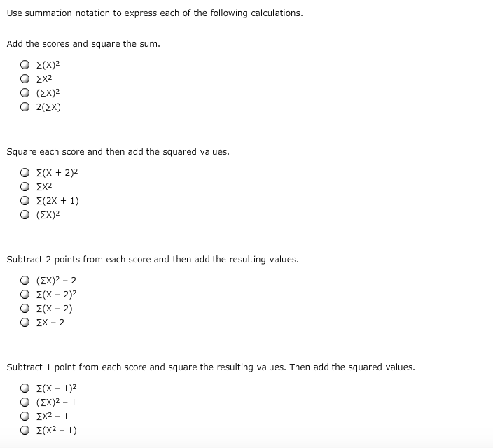 Solved Use Summation Notation To Express Each Of The