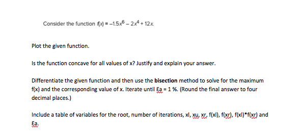 Consider the function =-1.5 ,6-2x4 + 12x Plot the | Chegg.com