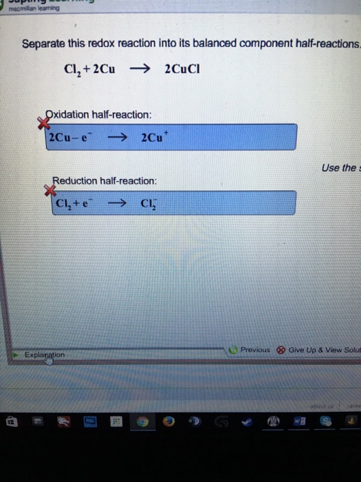 Solved Separate this redox reaction into its balanced | Chegg.com