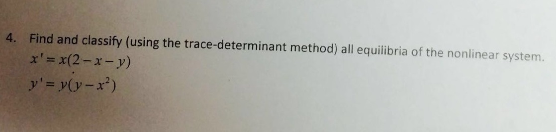 Solved Find and classify (using the trace-determinant | Chegg.com