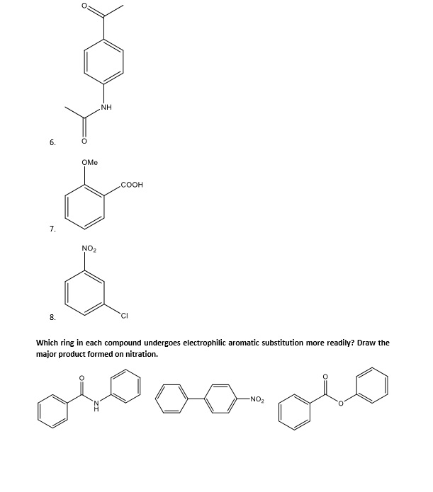 Solved Which ring in each compound undergoes electrophilic | Chegg.com