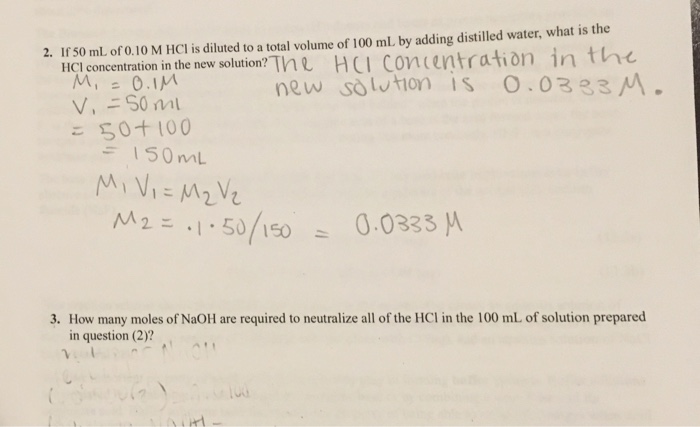 Solved If 50 mL of 0.10 M HCI is diluted to a total volume | Chegg.com
