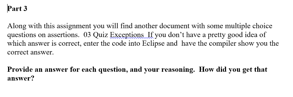 Solved Part 3 Along with this assignment you will find | Chegg.com