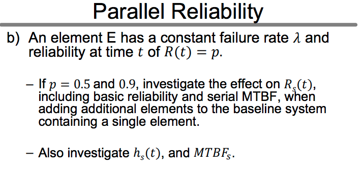 Solved Parallel Reliability B An Element E Has A Constant
