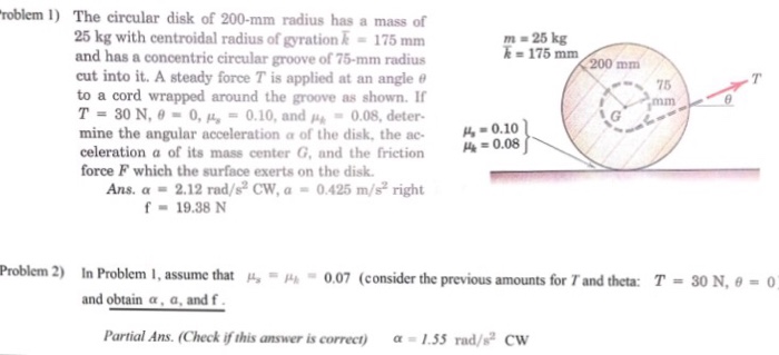 Solved The circular disk of 200-mra radius has a mass of 25 | Chegg.com