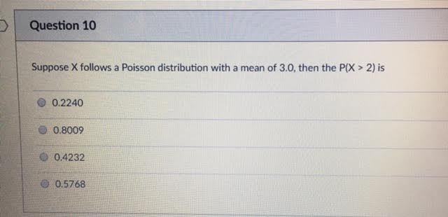 Solved Suppose X follows a Poisson distribution with a mean | Chegg.com