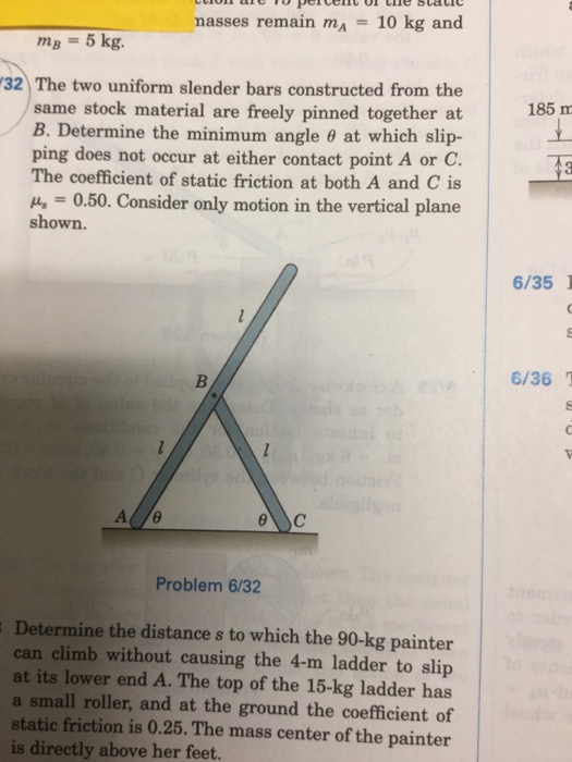 34 The two uniform slender bars constructed from the | Chegg.com