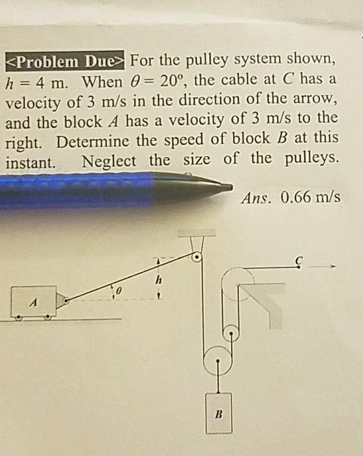 Solved Problem Due For the pulley system shown, h = 4 m. | Chegg.com