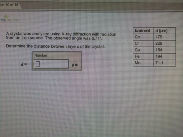 Solved A crystal was analyzed using X-ray diffraction with | Chegg.com