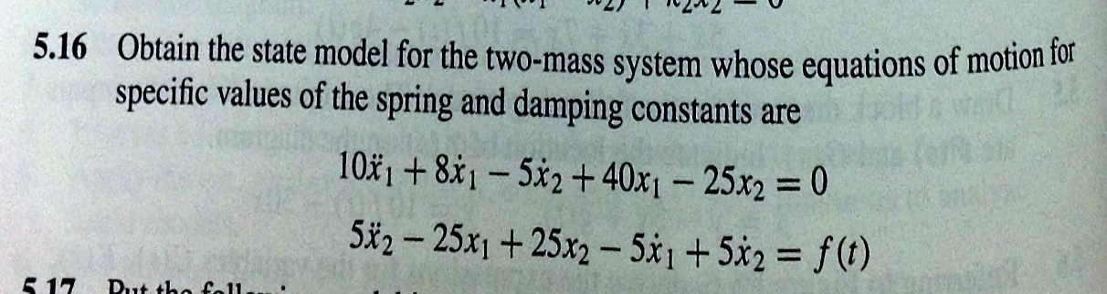 Solved Obtain the state model for the two-mass system whose | Chegg.com