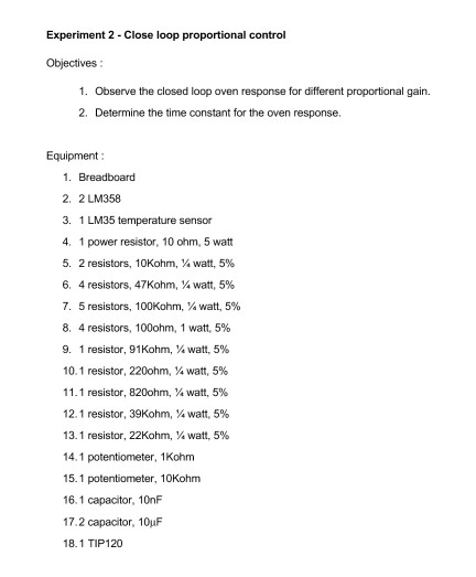 Experiment 2 Close loop proportional control | Chegg.com
