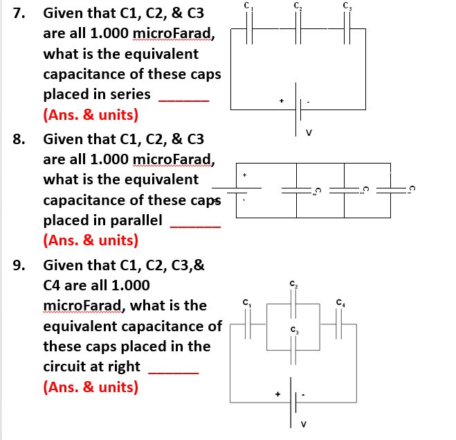 Solved Given that C1, C2, & C3 are all 1.000 microFarad, | Chegg.com
