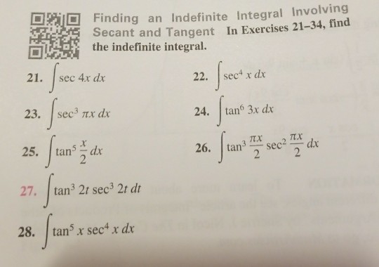 Solved Finding an Indefinite Integral Involving Secant and | Chegg.com