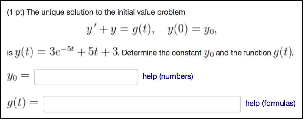 Solved The Unique Solution To The Initial Value Problem Y