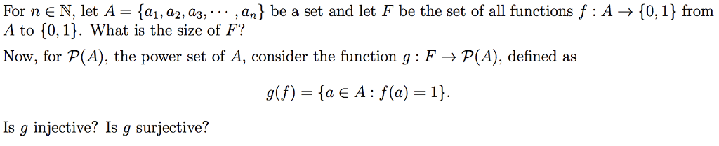 Solved For n E N, let A = {ai, a2, a3, . . . , an} be a set | Chegg.com