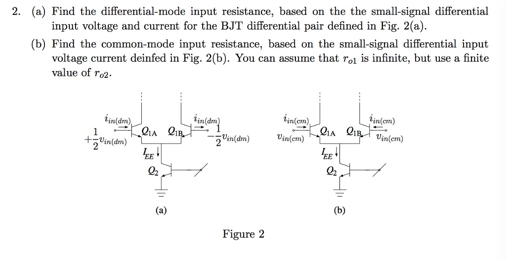 Solved 2. (a) Find the differential-mode input resistance, | Chegg.com