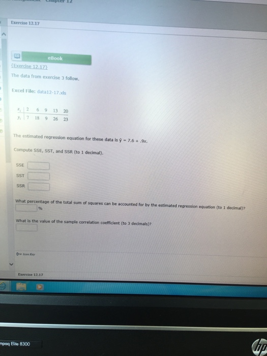 Solved The data from exercise 3 follow: Excel file: data | Chegg.com