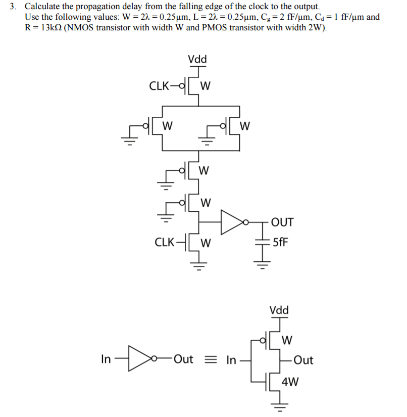 Calculate the propagation delay from the falling edge | Chegg.com