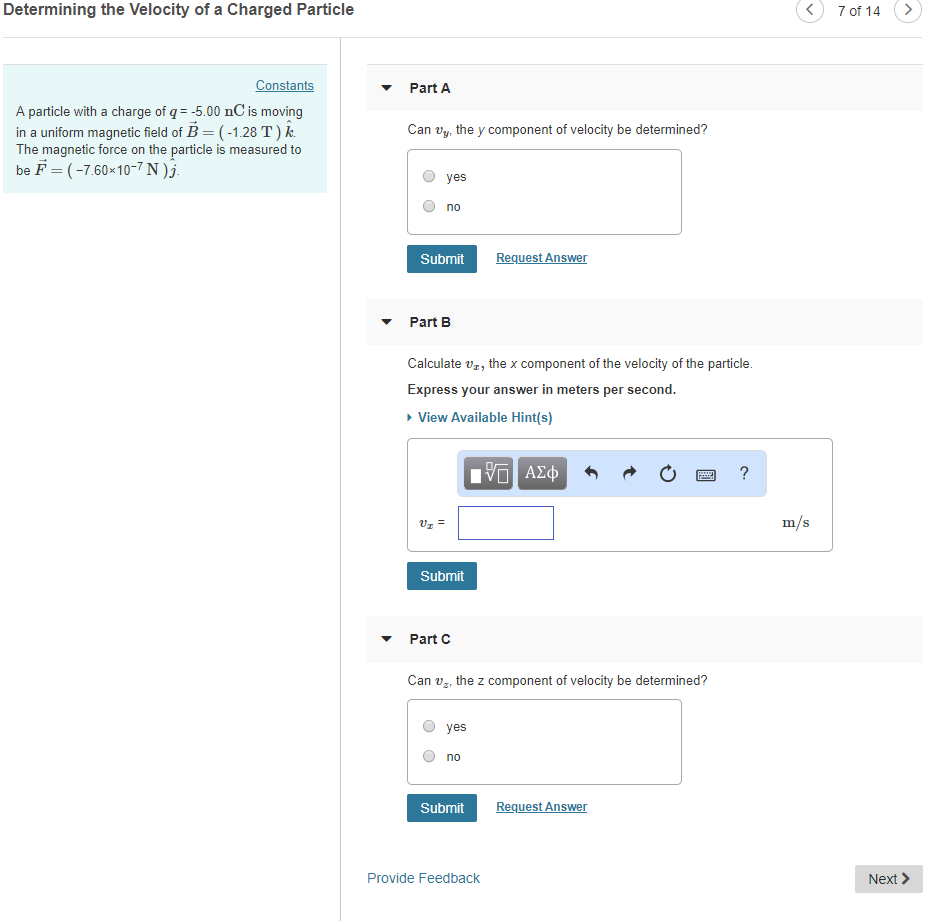 Solved Determining the Velocity of a Charged Particle 70f 14 | Chegg.com