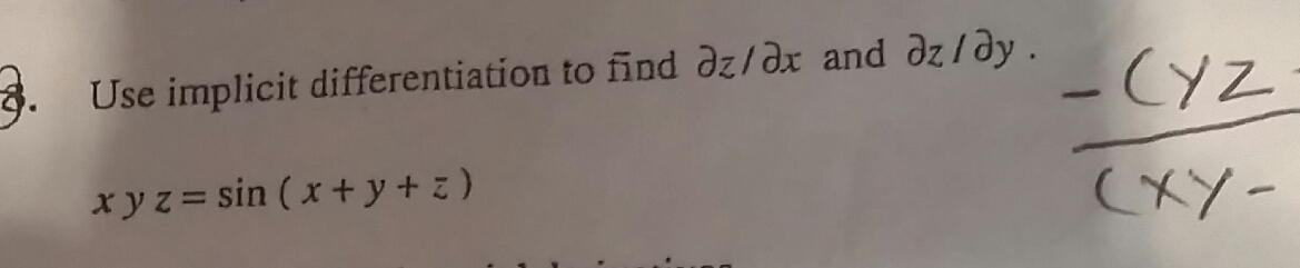 Solved Use implicit differentiation to find partial z/ | Chegg.com