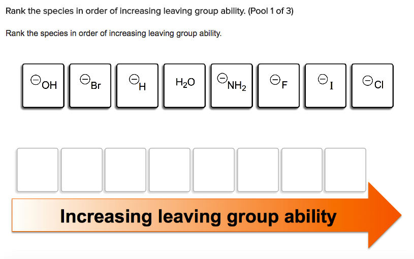 Solved Rank the species in order of increasing leaving group | Chegg.com