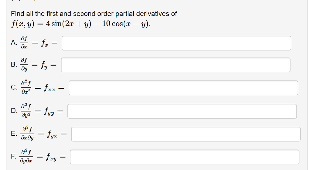 Solved Find all the first and second order partial | Chegg.com