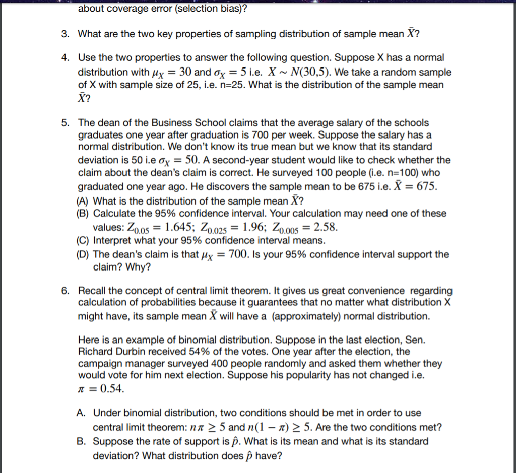 Solved about coverage error (selection bias)? 3. What are | Chegg.com