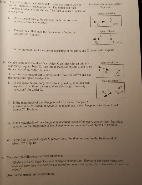 Solved Object A collides on a horizontal frictionless | Chegg.com