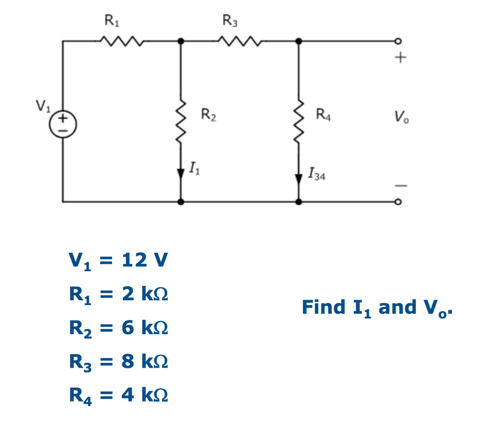 Solved V_1 = 12 V R_1 = 2 k Ohm R_2 = 6 k Ohm R_3 = 8 k | Chegg.com