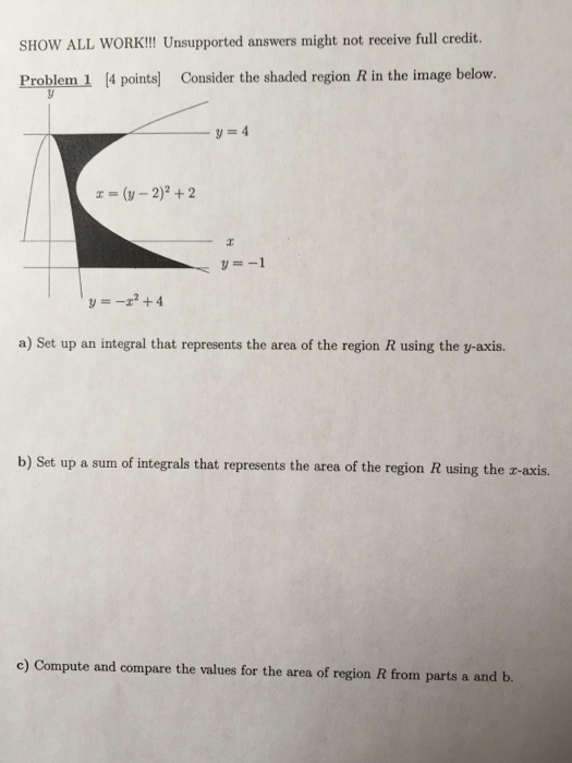 Solved Problem 1 (4 points] Consider the shaded region R in | Chegg.com
