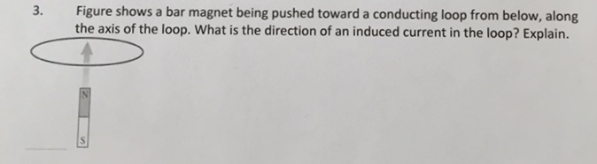 Solved 3. Figure shows a bar magnet being pushed toward a | Chegg.com