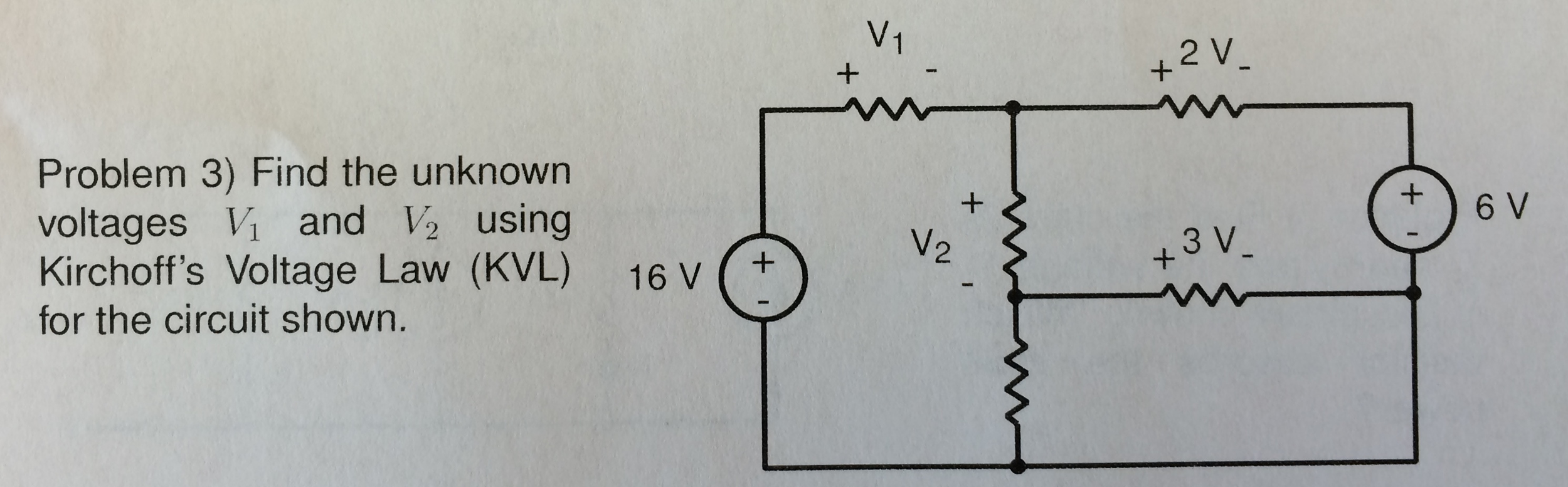 Solved Using KVL, find V1 and V2. Please include a pic or | Chegg.com