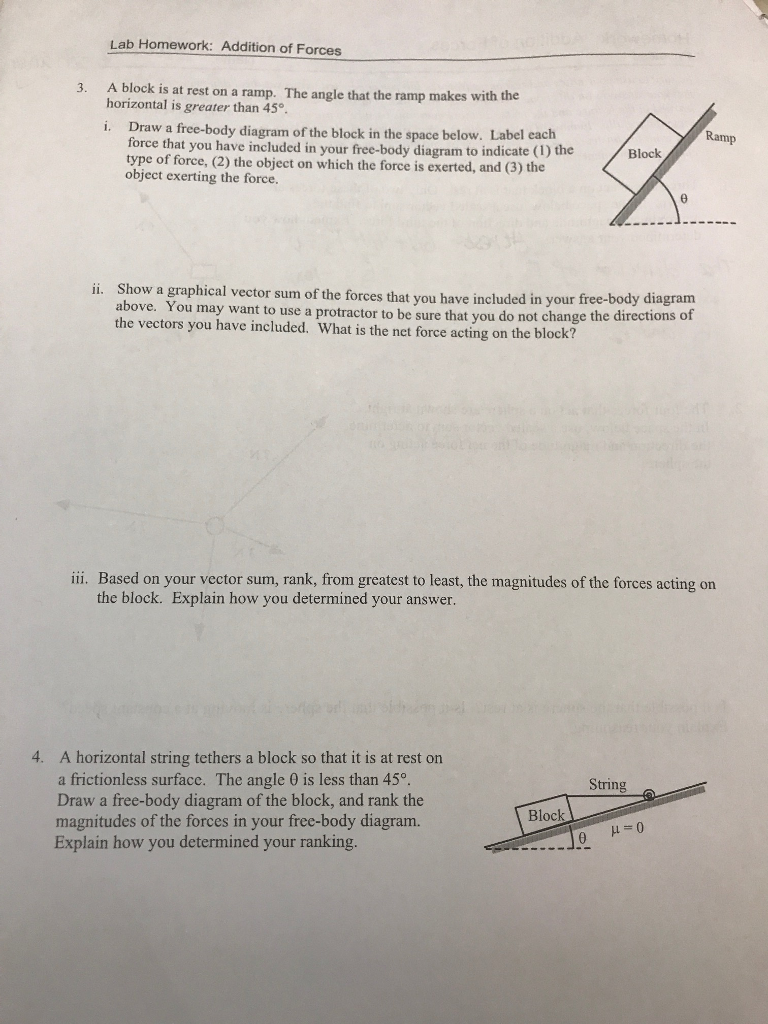 Solved Lab Homework: Addition of Forces 3. A block is at | Chegg.com