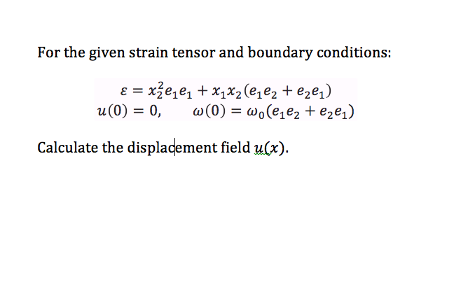 Solved For the given strain tensor and boundary conditions: | Chegg.com