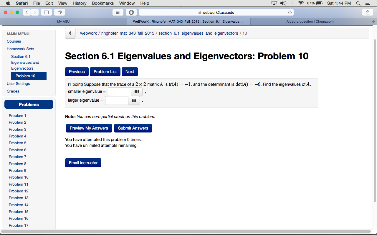 Solved Suppose that the trace of a 2 times 2 matrix A is | Chegg.com