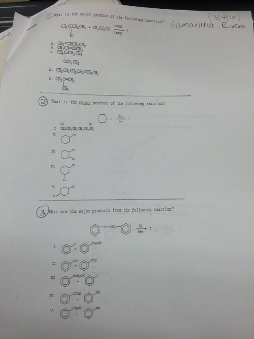 Solved What is the major product of the following reaction? | Chegg.com