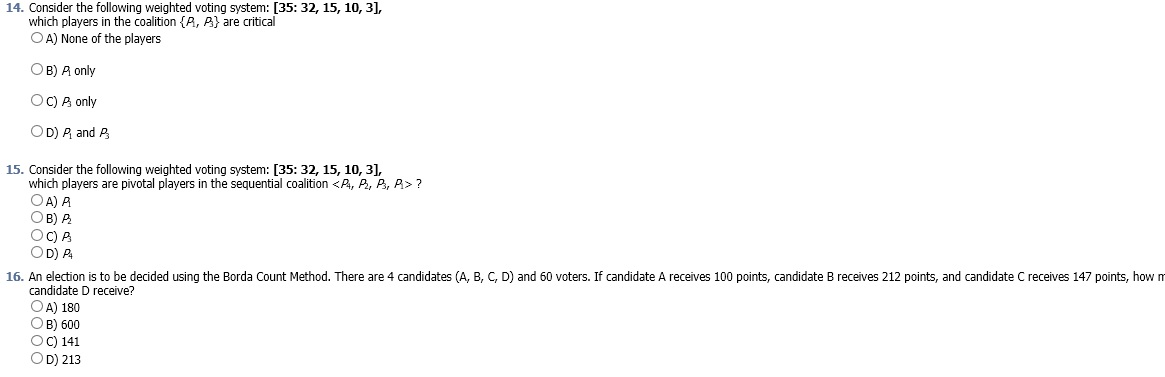 Solved Consider the following weighted voting system: [q: | Chegg.com