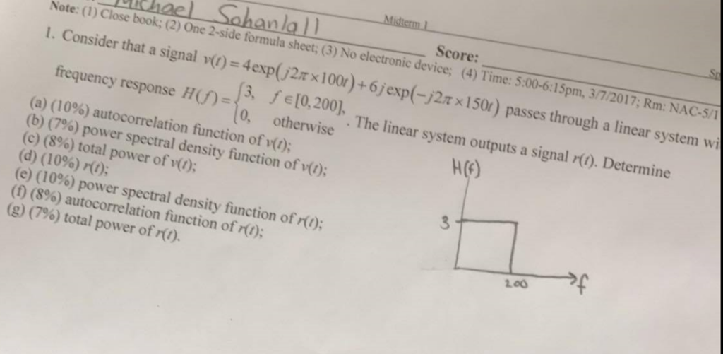 Solved Consider that a signal v(ta0 = 4 exp(j2 pi times | Chegg.com