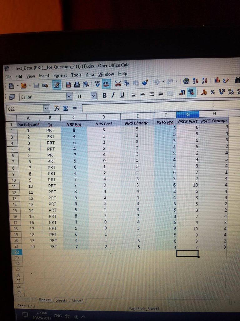 Solved T-Test Data (PRT)_ for Question 2 (1) (1)xlsx- | Chegg.com