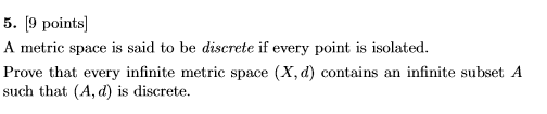 Solved A metric space is said to be discrete if every point | Chegg.com