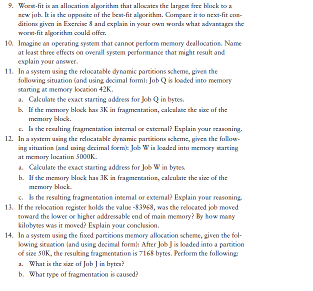 Solved Worst Fit Is An Allocation Algorithm That Allocates