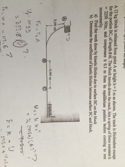 Solved A 12 kg block is released from point A at height h = | Chegg.com