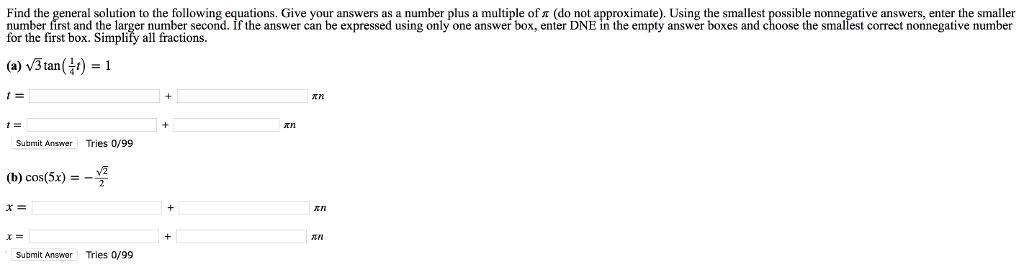 Solved Using the smallest possible nonnegative answers enter | Chegg.com