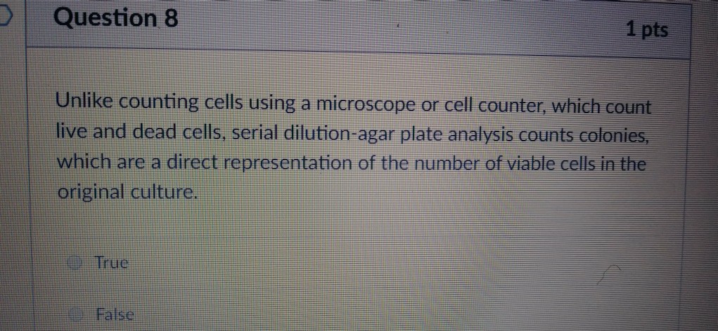 Solved Question 8 1 pts Unlike counting cells using a | Chegg.com