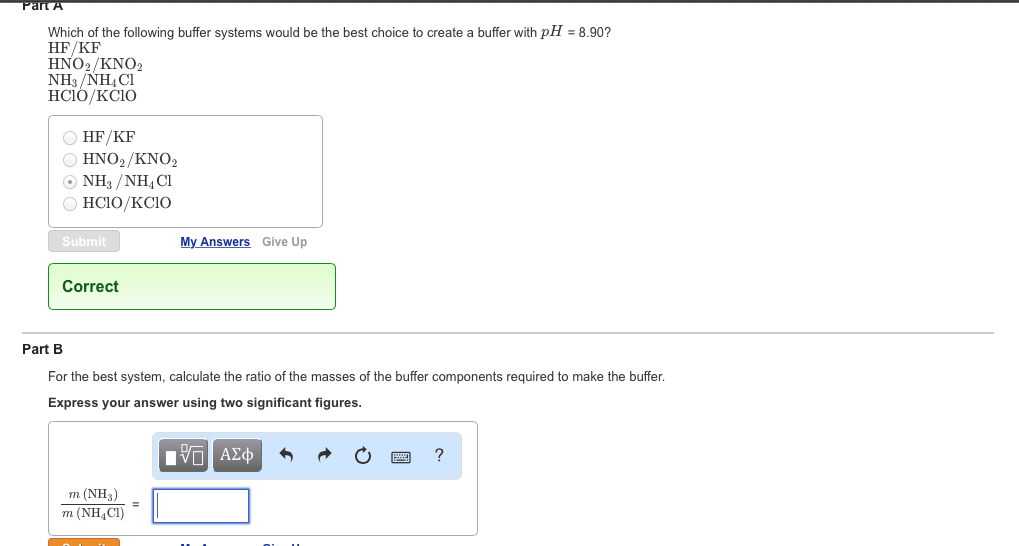 Solved Which Of The Following Buffer Systems Would Be The