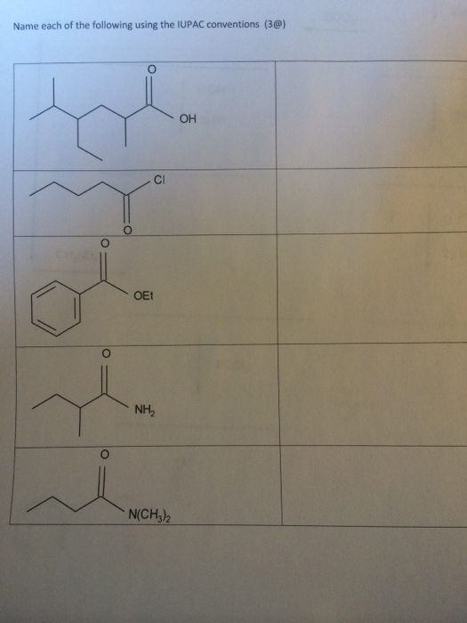 Solved Name each of the following using the IUPAC | Chegg.com
