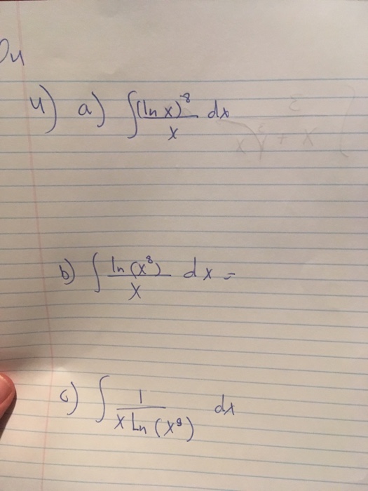 Solved integral (ln x)^8/x dx integral In (x^8)/x dx = | Chegg.com