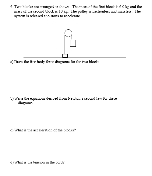 Solved Two blocks are arranged as shown. The mass of the | Chegg.com