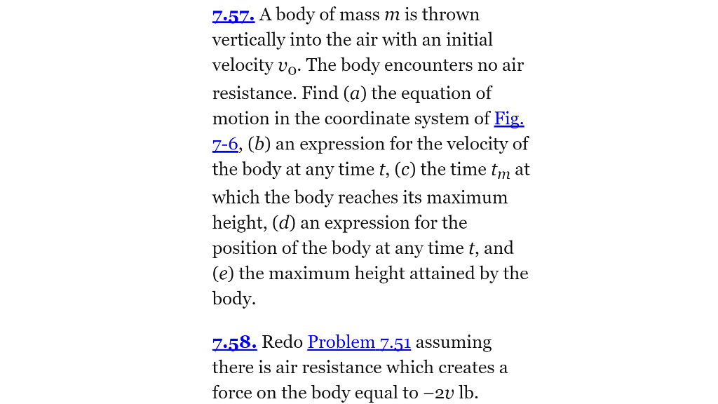 Solved A body of mass m is thrown vertically into the air | Chegg.com